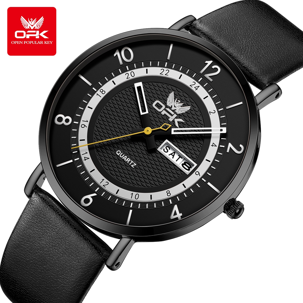 OPK Watch For Men Waterproof Original Stainless Steel Leather Strap ...