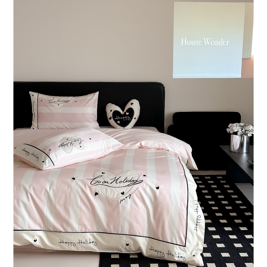 100 Double-Strand Pure Cotton Bed Pack Set Four-Piece Set Sweet Cool ...
