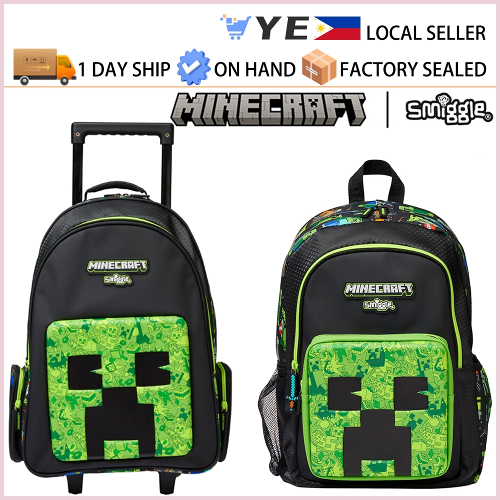 Smiggle Minecraft Trolley Backpack With Light Up Wheels 【Genuine ...
