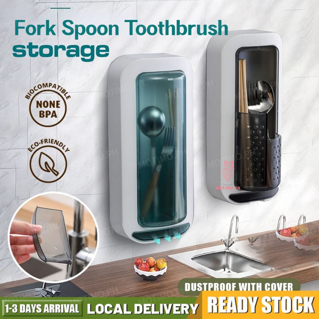 From PH Rotatable Toothbrush Holder Tableware Storage Rack Box Straws ...