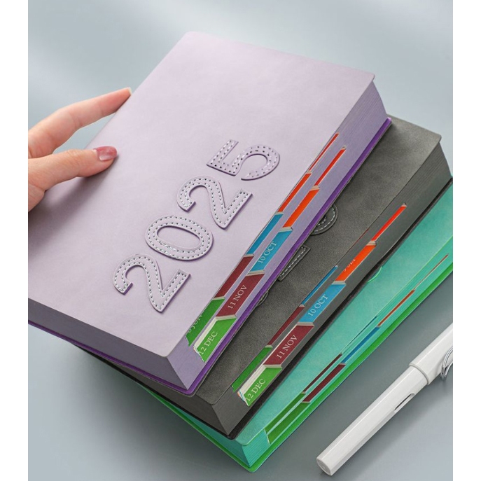 2025 2024 planner notebook daily A5 400 Page green blue pink red year ...