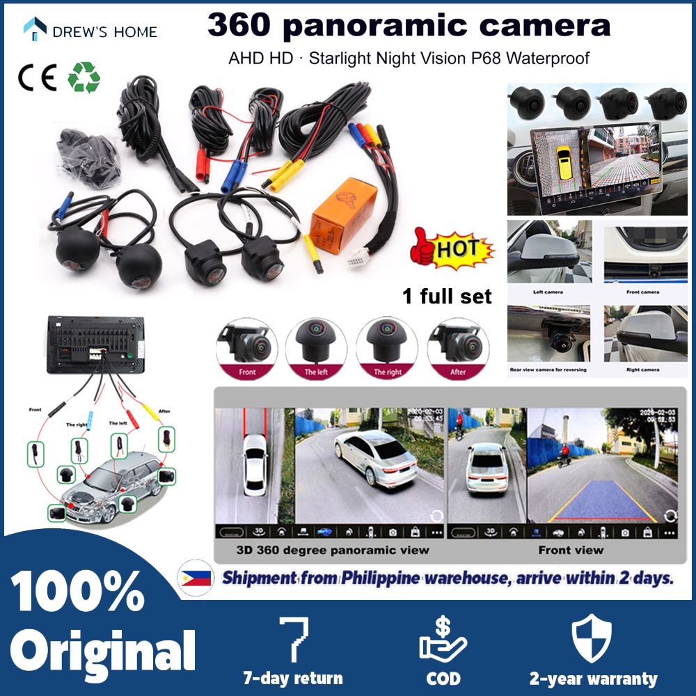 【Local Warehouse+COD】360 Car Camera Panoramic Surround View 1080P AHD ...