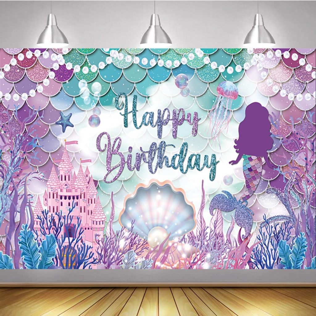 Mermaid Birthday Photography Backdrop Under The Sea Mermaid Tail ...