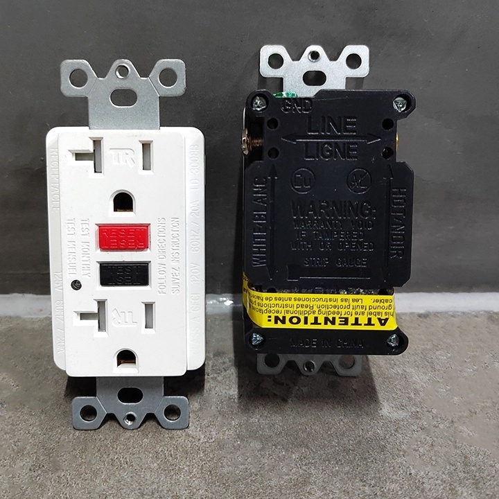 2-Gang GFCI Duplex Safety Outlet 20A 220V Universal Outlet With Ground ...