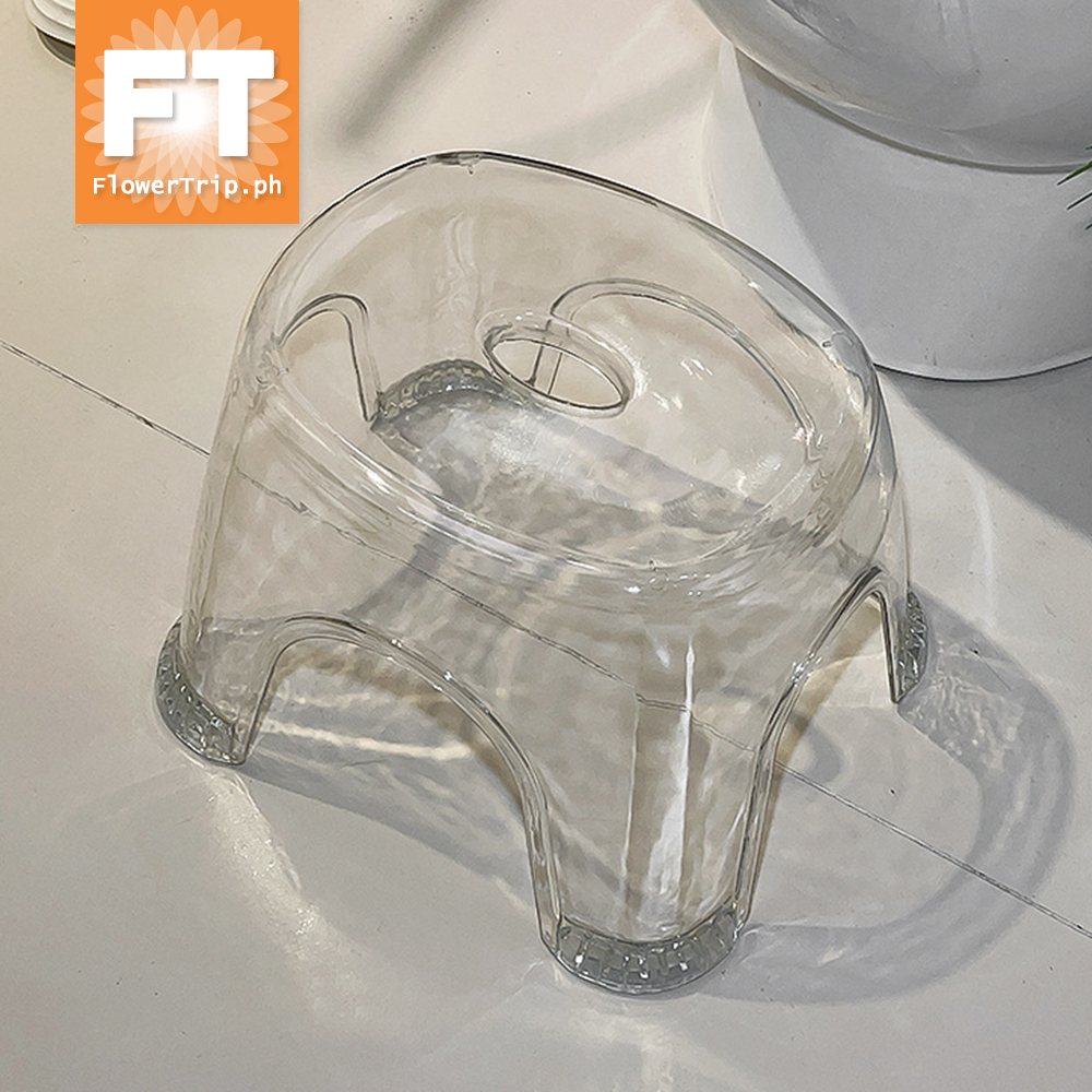 Transparent Acrylic Chair Stackable Indoor Use Bangkito Shoe Changing ...