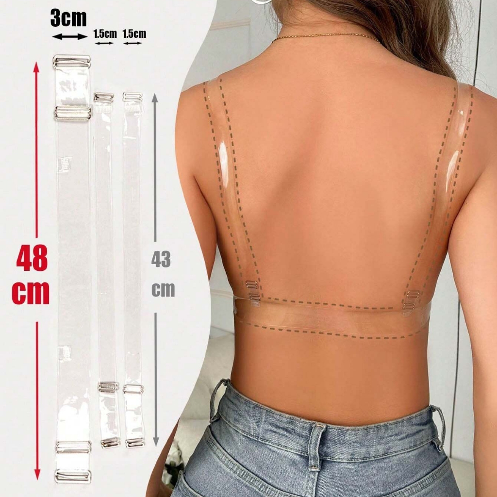 40cm 48cm Women's Elastic Clear Transparent Bra Back Straps And Shoulder Straps With Metal ...