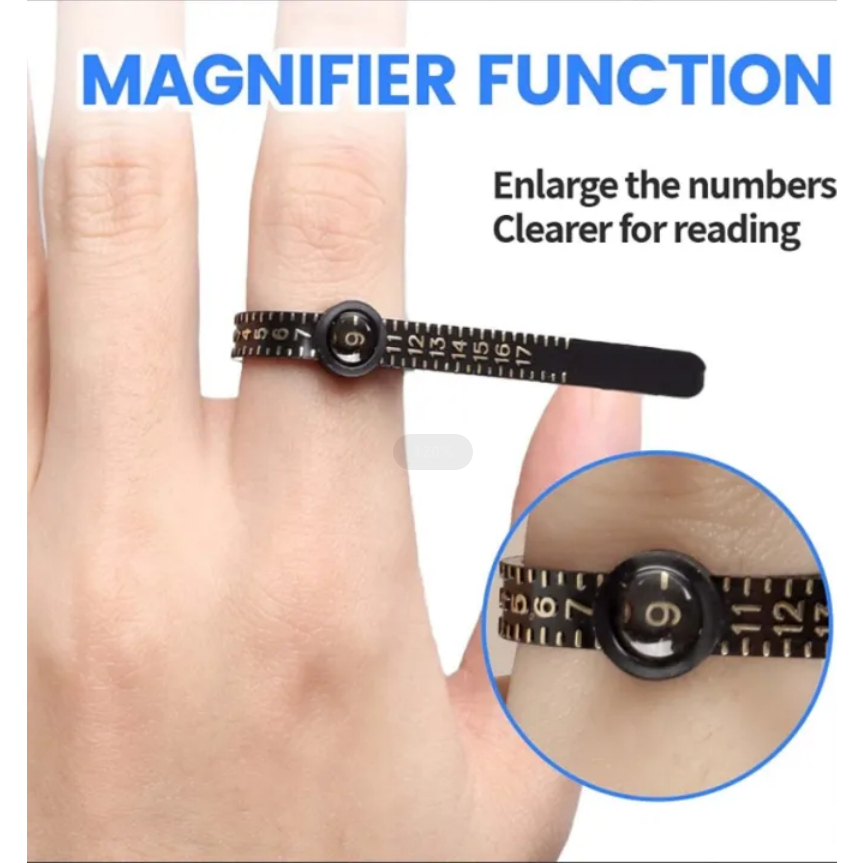 Ring Ruler Mirror Measuring Tape Loop Magnifying Glass Ring Sizer Soft ...