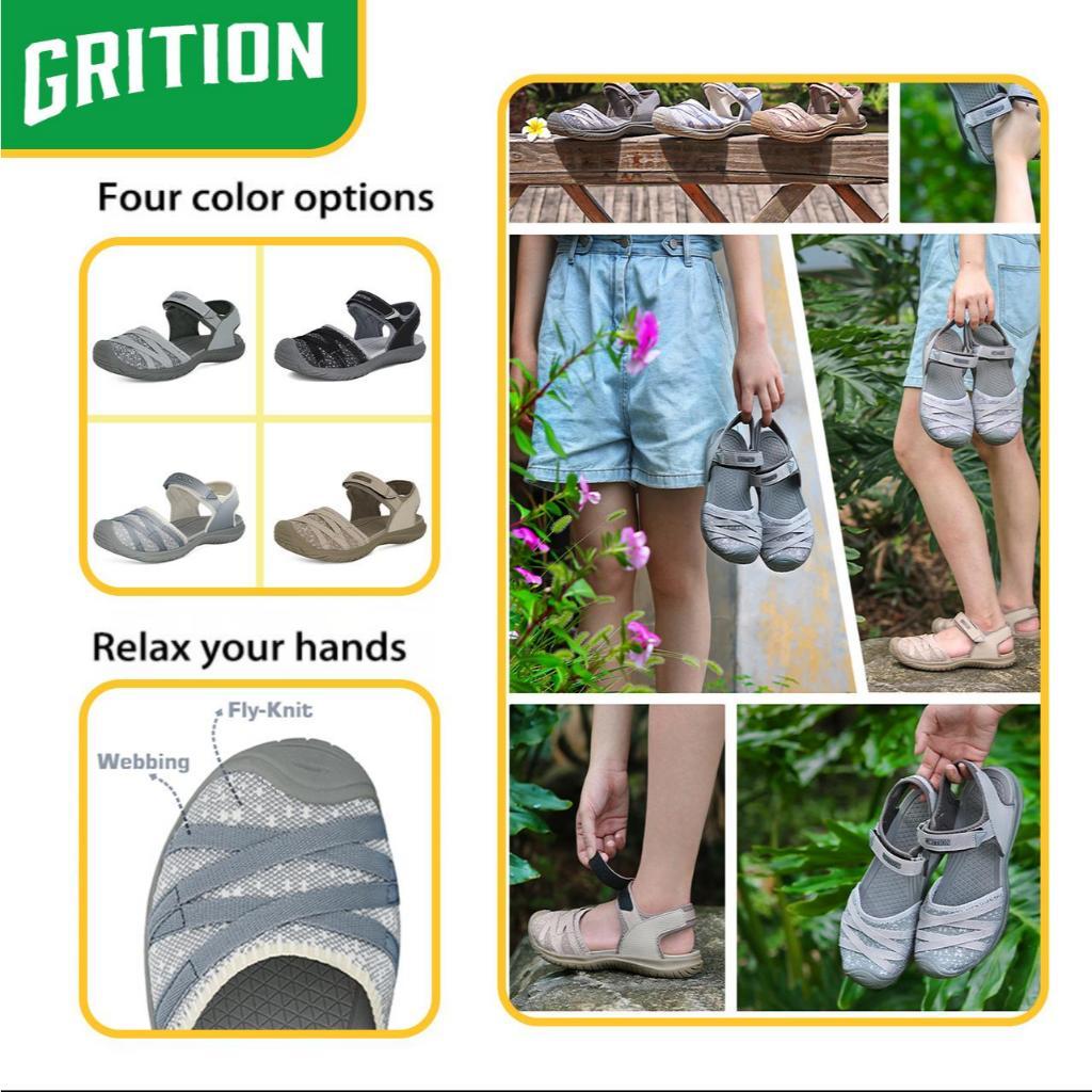GRITION Womens Summer Sandals Outdoor Breathable Beach Flat Fashion Non ...