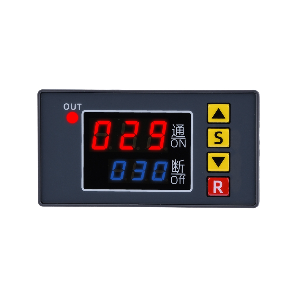 Occkic DC 12V AC 110V 220V Digital Cycle Timer Delay with LED Dual Time Display Timing ...