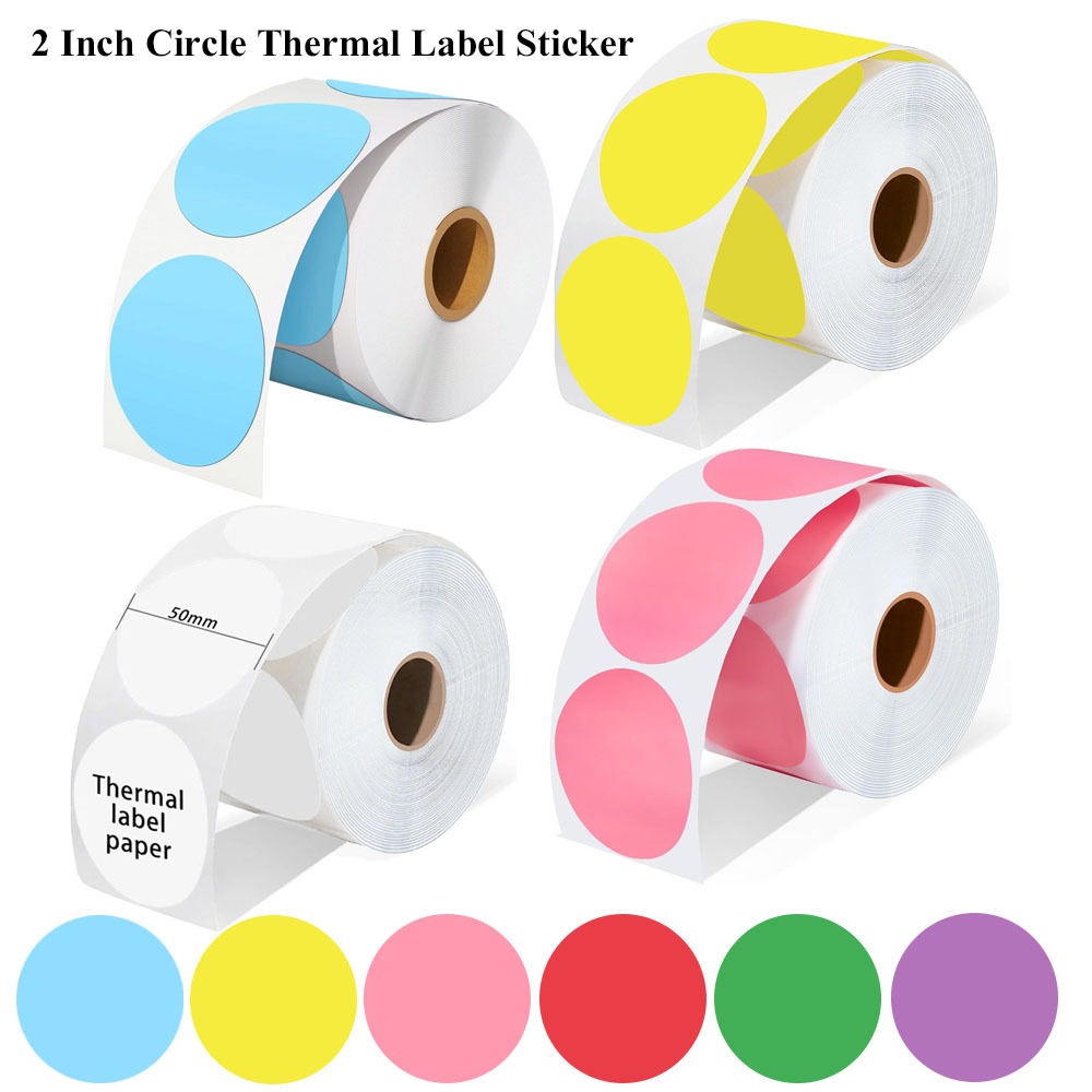 2 Inch Circle Thermal Sticker Labels 50x50mm-600pcs Self-Adhesive Round ...