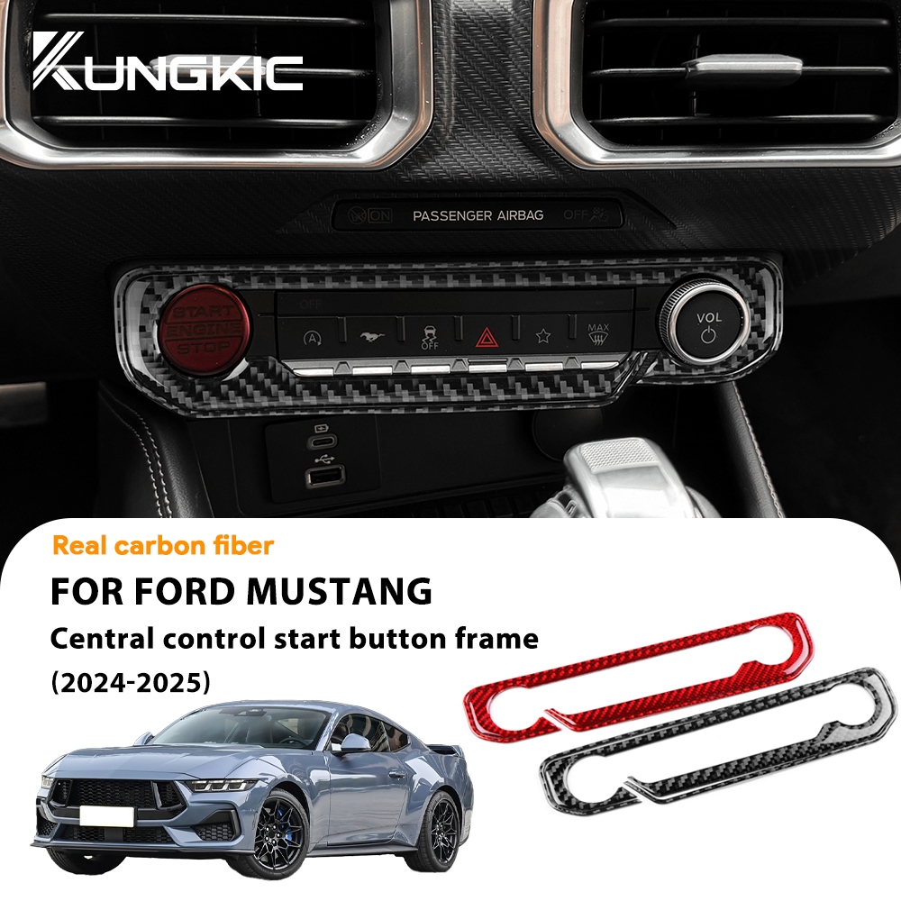 KUNGKIC Carbon Fiber For Ford Mustang 2024 2025 Car Engine Start Button ...