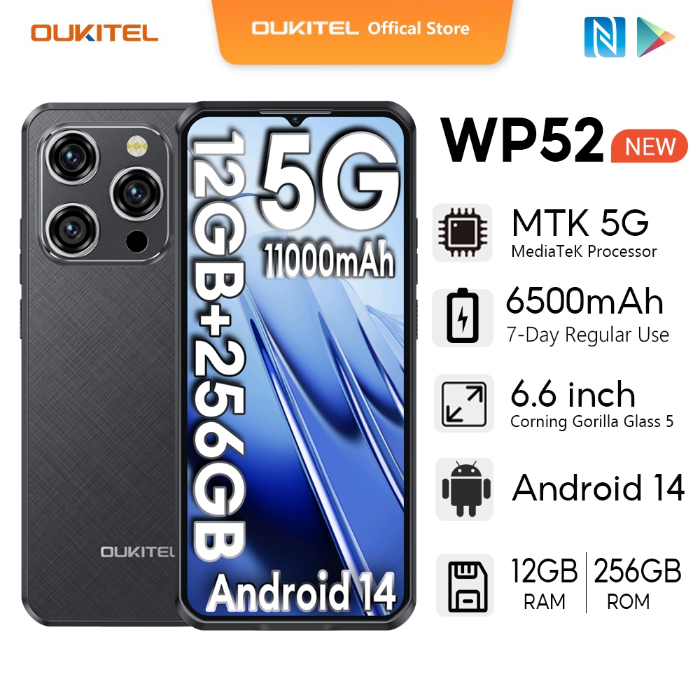 OUKITEL WP52 5G Android 14 Ultra-Thin Mobiles 16GB+256GB 6.6inch ...