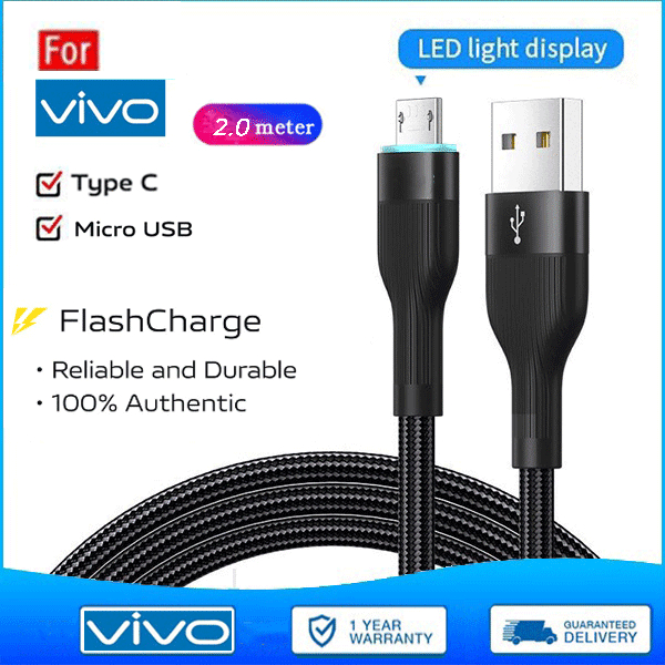 VIVO Fast Charging Micro USB/Type C Cable Lighting Charger Cable ...