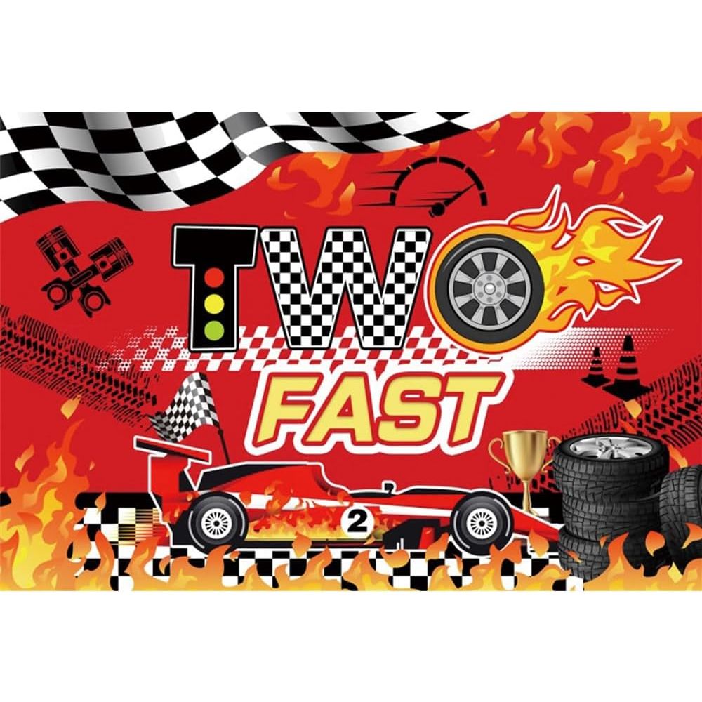 5x3ft Two Fast Backdrop Race Car Theme Boy 2nd Birthday Party ...