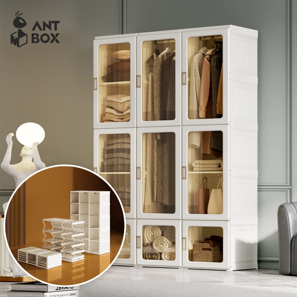 ANTBOX Clothes Cabinet Wardrobe 360L-890L Large Storage Capacity ...