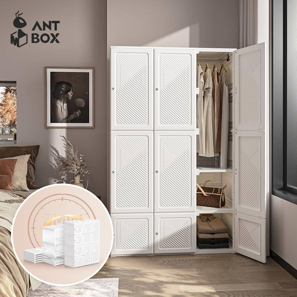 ANTBOX Wardrobe White No Installation Required Stackable Folding ...