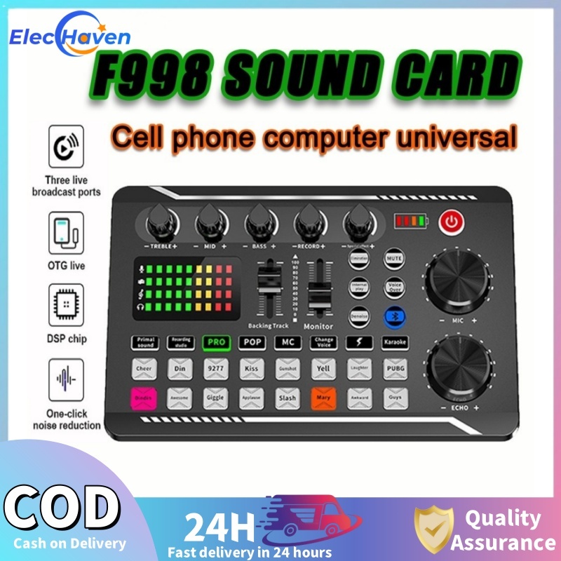 F998 Sound Card Microphone Mixer Kit 16 Sound Effect Audio Recording ...