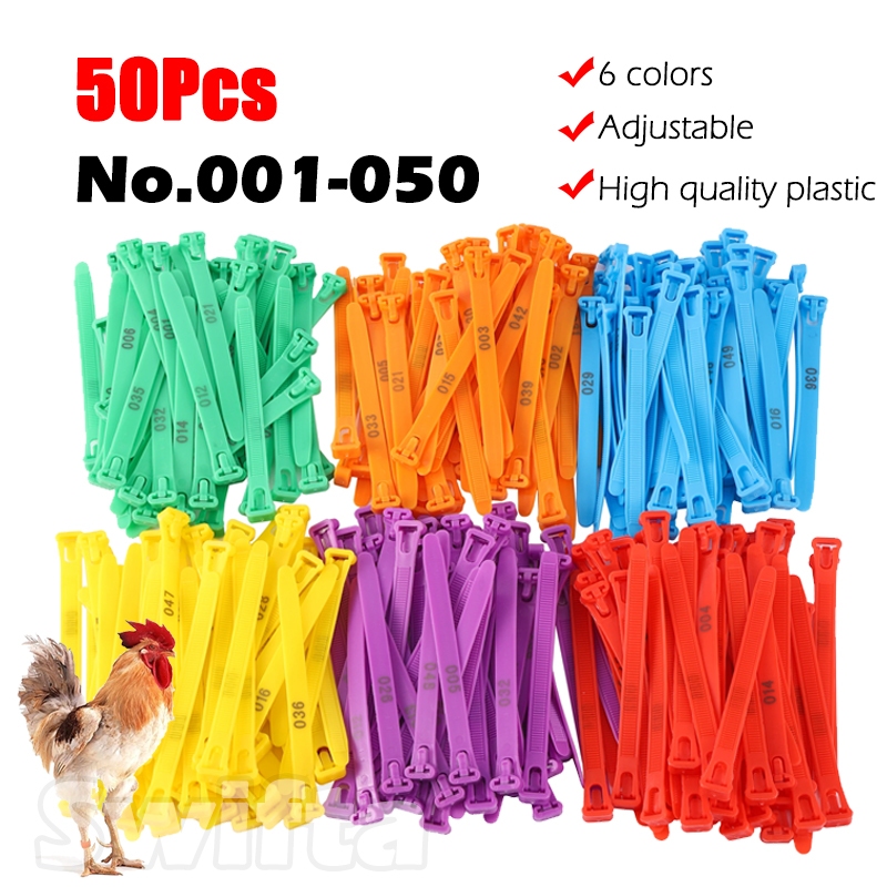 50Pcs Adjustable chicken foot ring No. 001-050 Poultry foot ring for ...