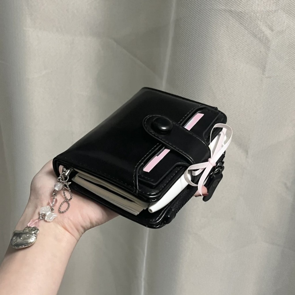 M5 Black Leather Handbook Loose-leaf Notebook Simple ins Portable ...