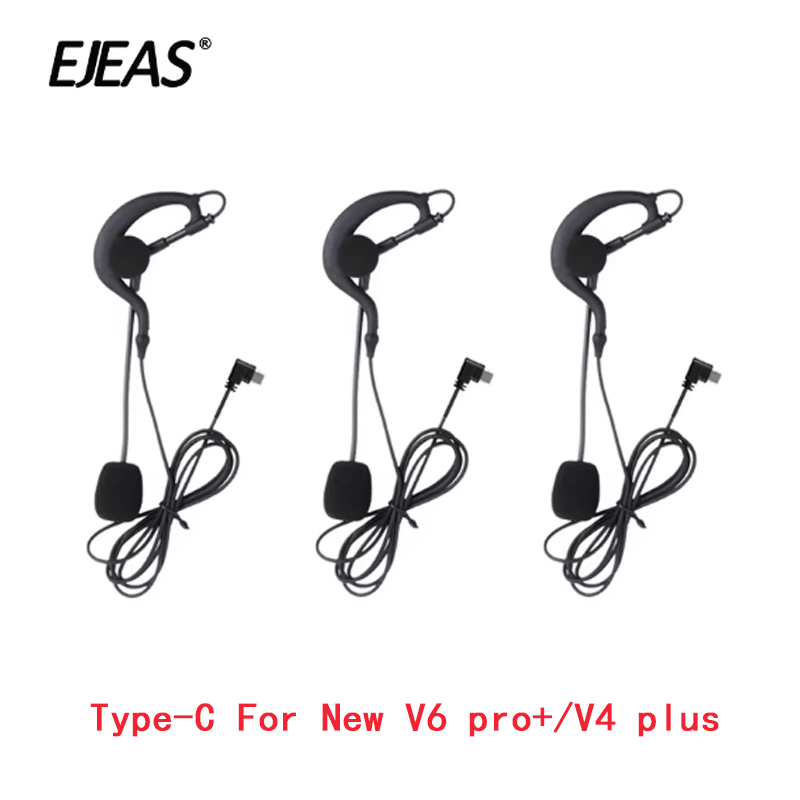 1/2/3/4Pcs Type-C interface Ear-hook Referee Headphone For EJEAS V6 Pro+ V4 Plus Motorcycle ...
