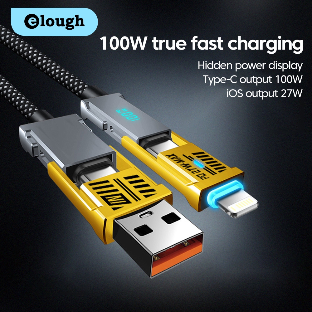 Elough 100W Intelligent Digital Display 4 in 1 Fast Charging Type C/USB ...