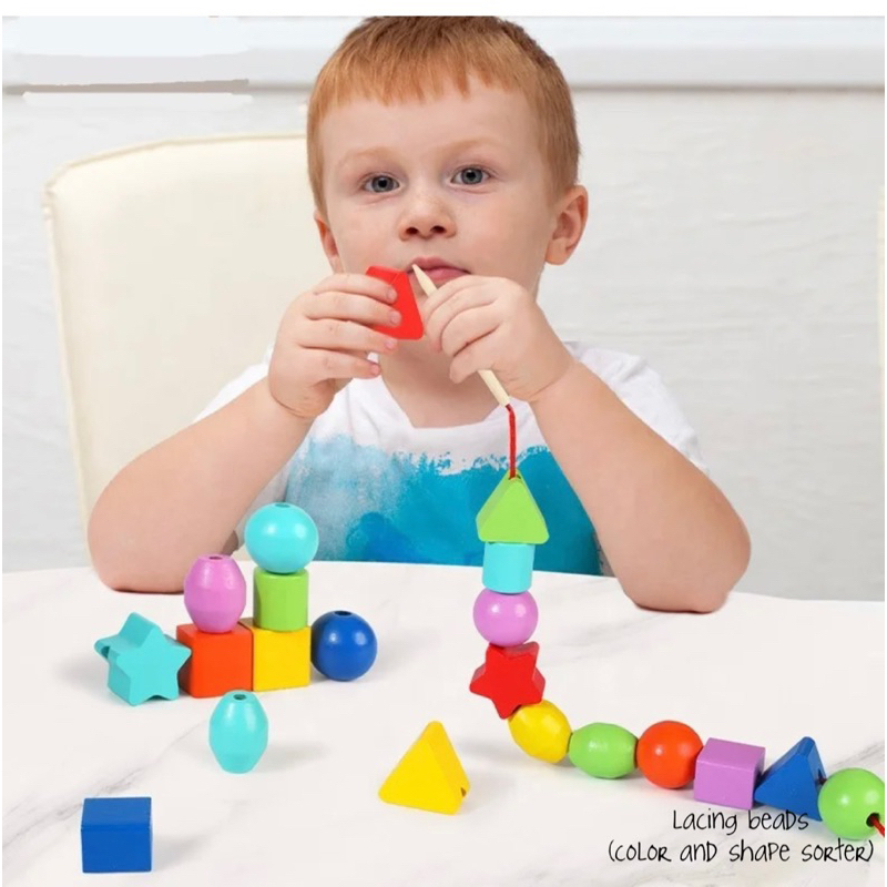 Lacing bead / toddler activity fine motor skills stacking and pattern ...