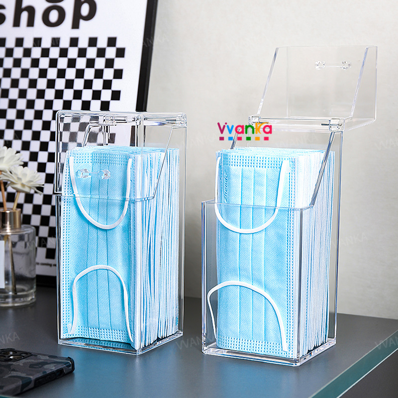 From PH Face Mask Dispenser Acrylic Masks Storage Box Tabletop Holder ...