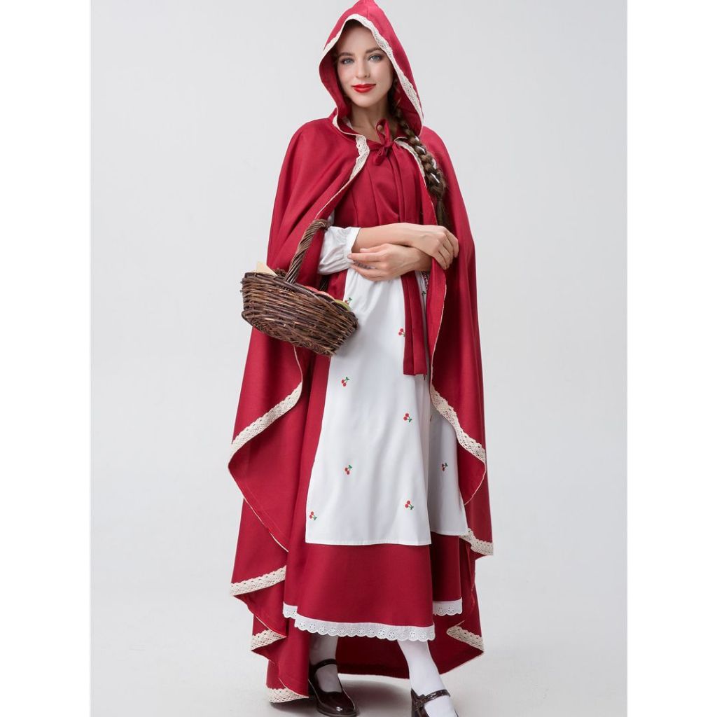 Christmas Little Red Riding Hood Princess Long Dress with Cloak ...