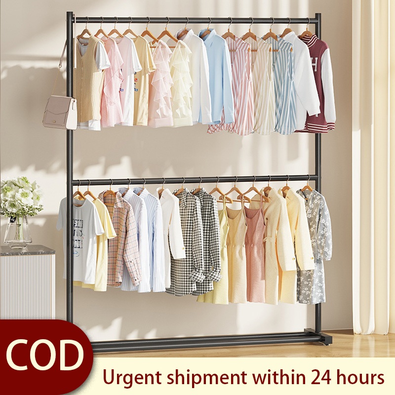 Double Layer 60/100/120/150cm Metal Clothes Hanger Drying Rack, Double ...