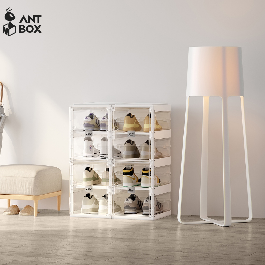 ANTBOX Transparent Shoe Box Full Clear Shoe Storage Organisers for 4 ...