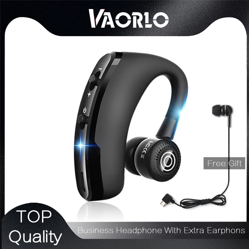VAORLO V9 Bluetooth Business Headphone + Extra Earphones HD Noise Cancel Calling Support 270 ...