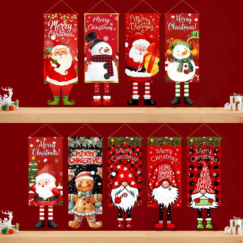 Santa Claus Snowman Design Christmas Banner Merry Christmas Hanging ...