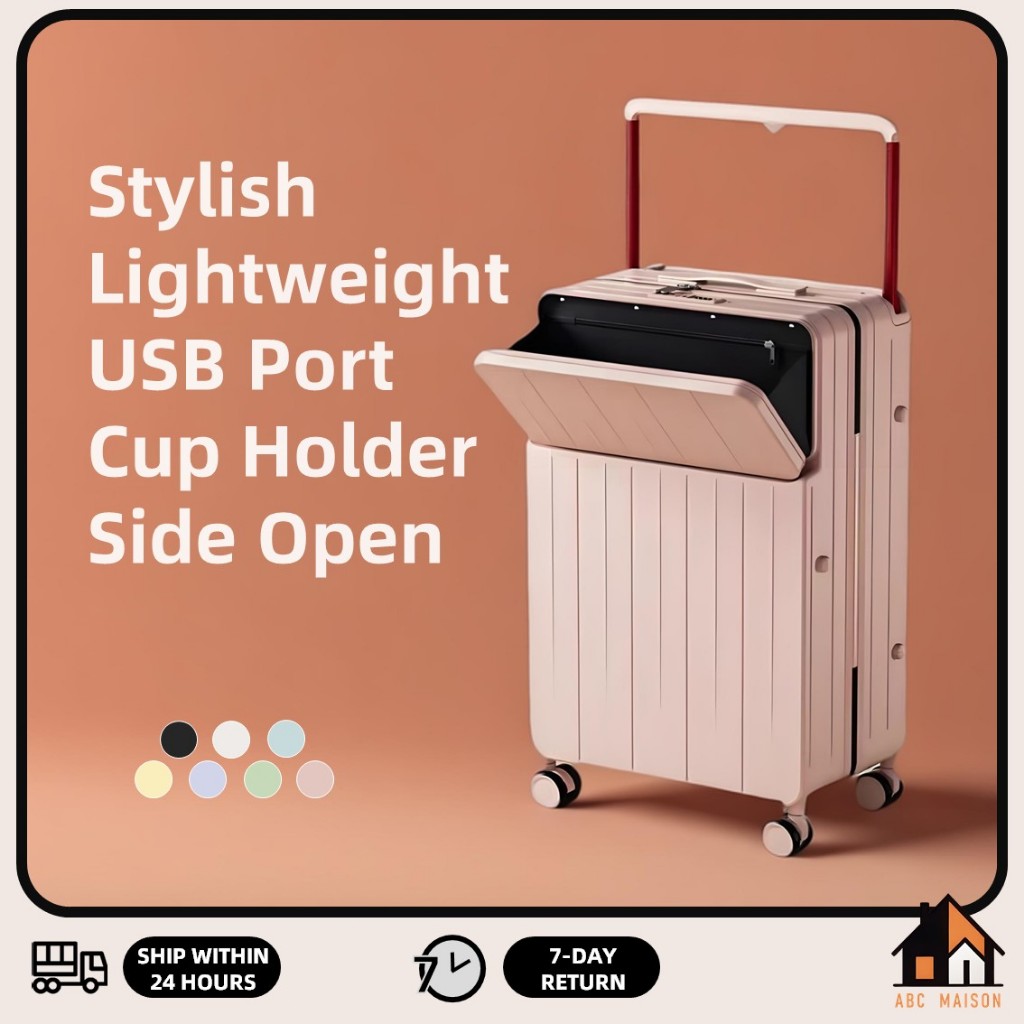 ABC Maison 20/24 Inch Luggage Front Opening Widen Luggage Travel Bag ...