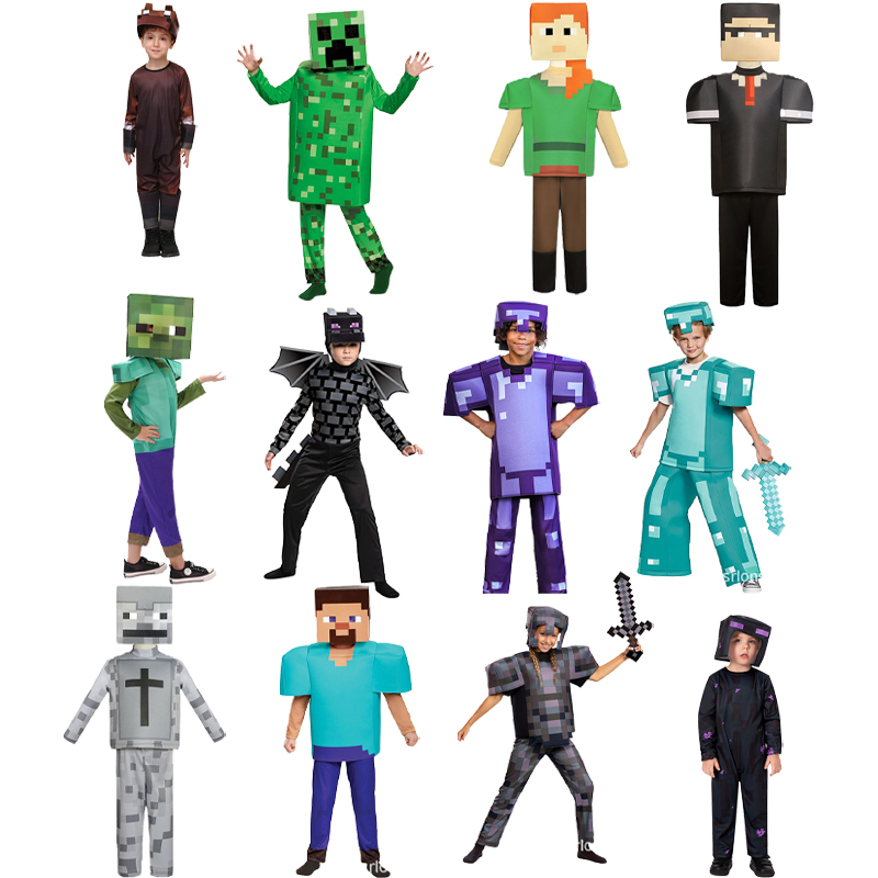 Minecraft Steve Armor Child Boys Cosplay Costume Kids Halloween Game ...