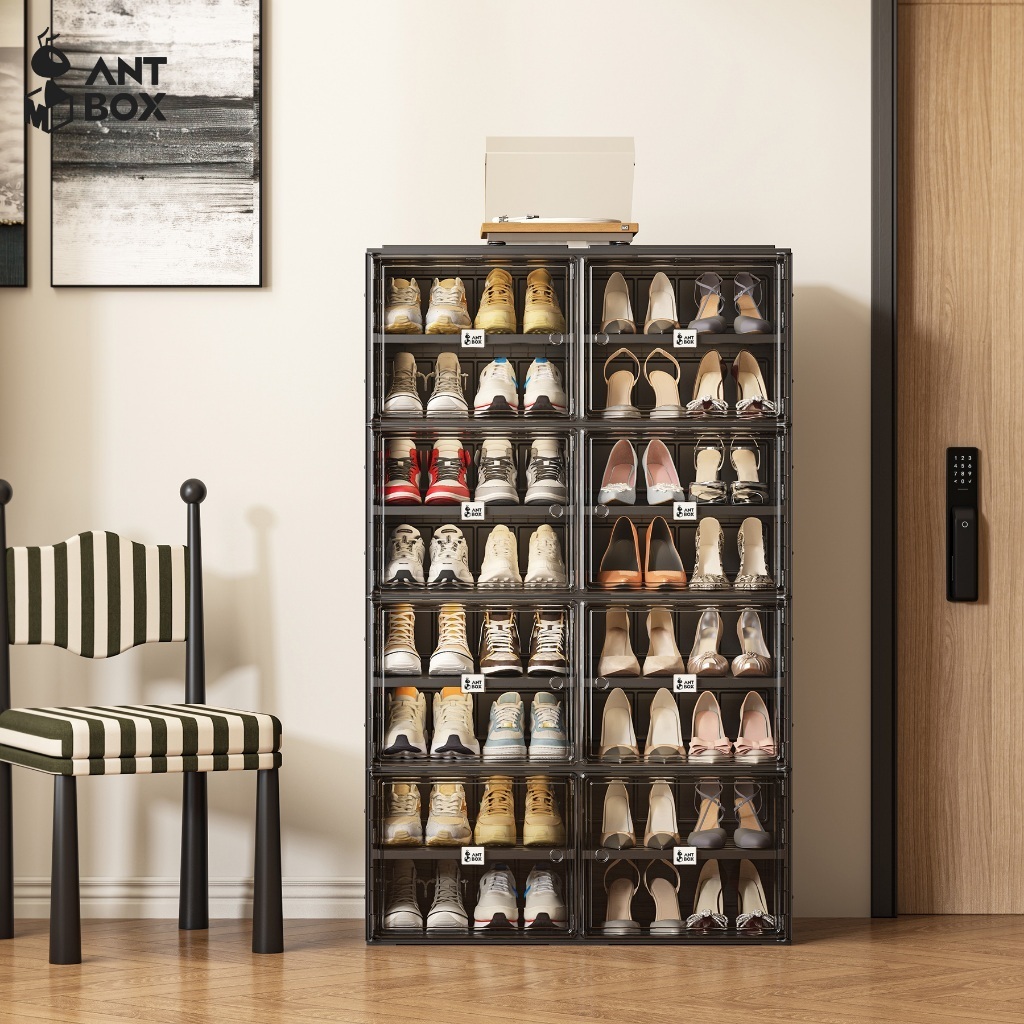 ANTBOX Shoe Cabinet 32Pairs Installation-Free Portable Stackable ...