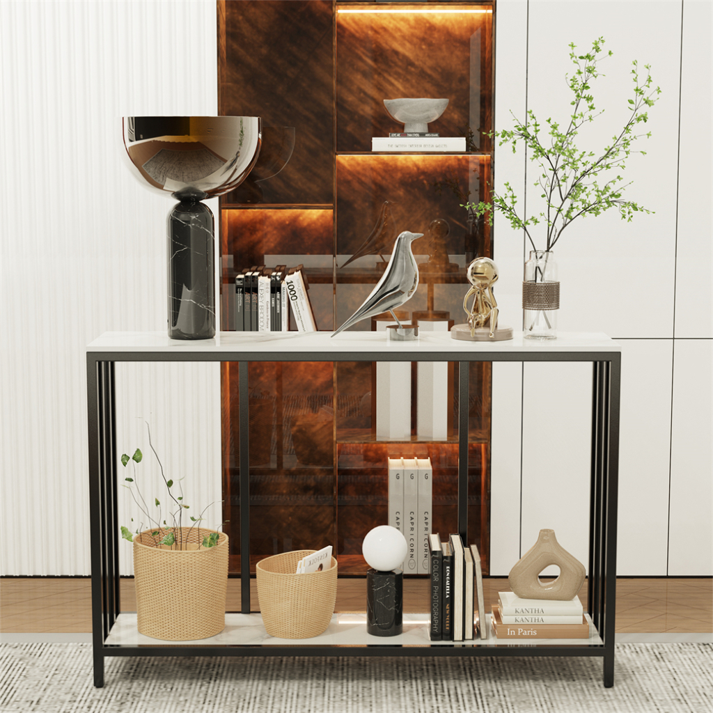 Console Table Modern Minimalist White Marble Shelf Nordic Porch Table ...