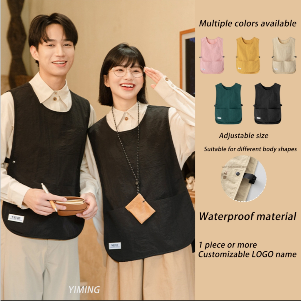 Ready Stock Waterproof apron customized LOGO simple and easy to wear ...