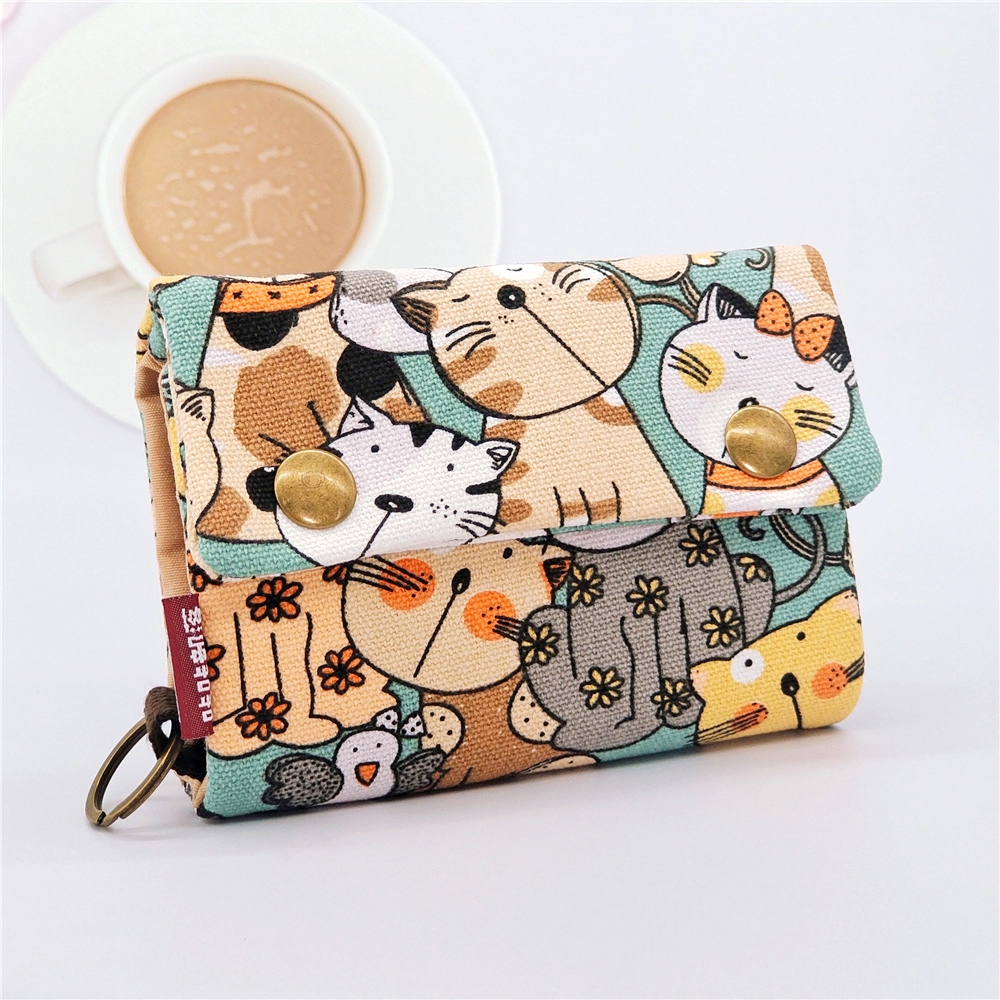 Cute Cartoon Canvas Foldable Small Wallet Women's Men's Student Youth ...
