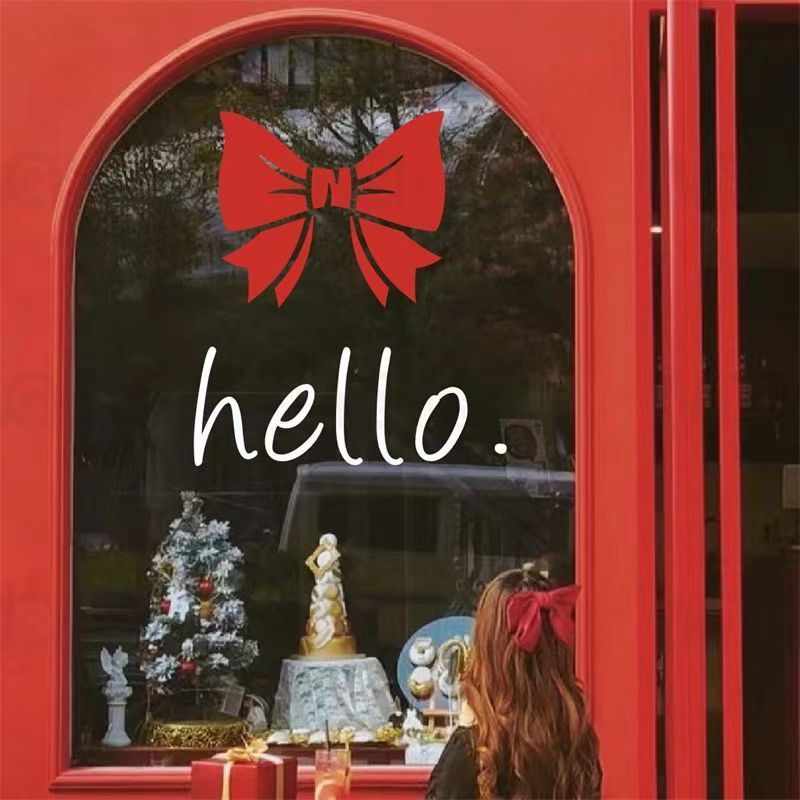Color Hello Stickers Milk Tea Shop Cafe Shop Glass Window Stickers Door ...