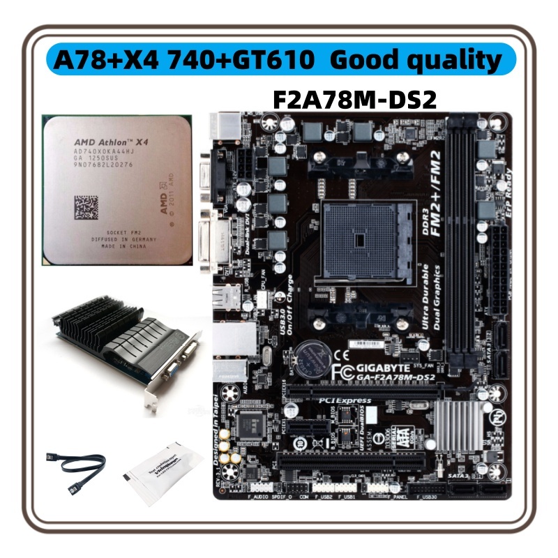 Used GIGABYTE FM2 FM2+ F2A78M-DS2 X4-730 X4-740 X4-840 GT610 CPU ...