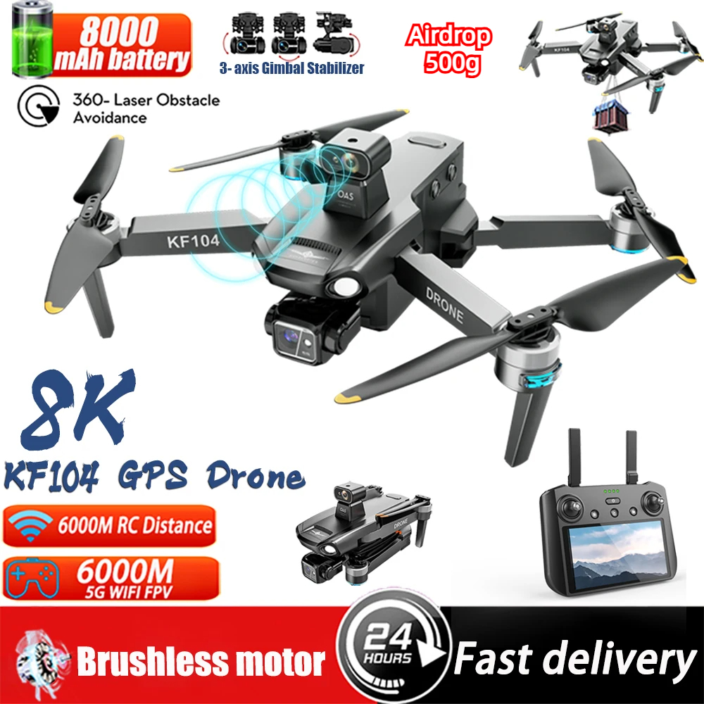 Upgraded Touch Screen Control - KF104 MAX2 Professional Drone With 4K Camera 3-Axis Gimbal ...