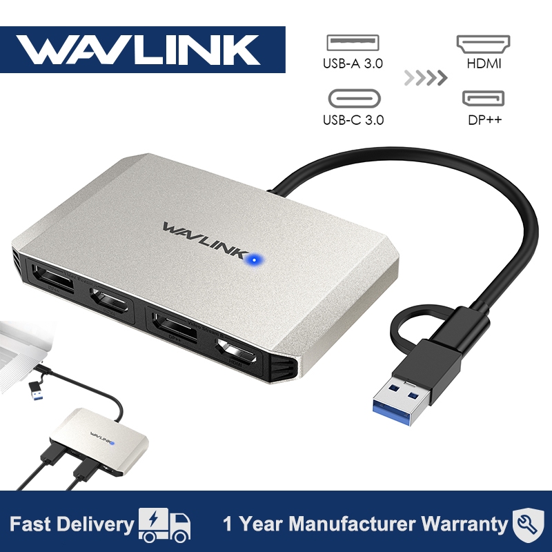 WAVLINK USB C to DisplayPort and HDMI Adapter DisplayLink Dual 4K@60Hz ...