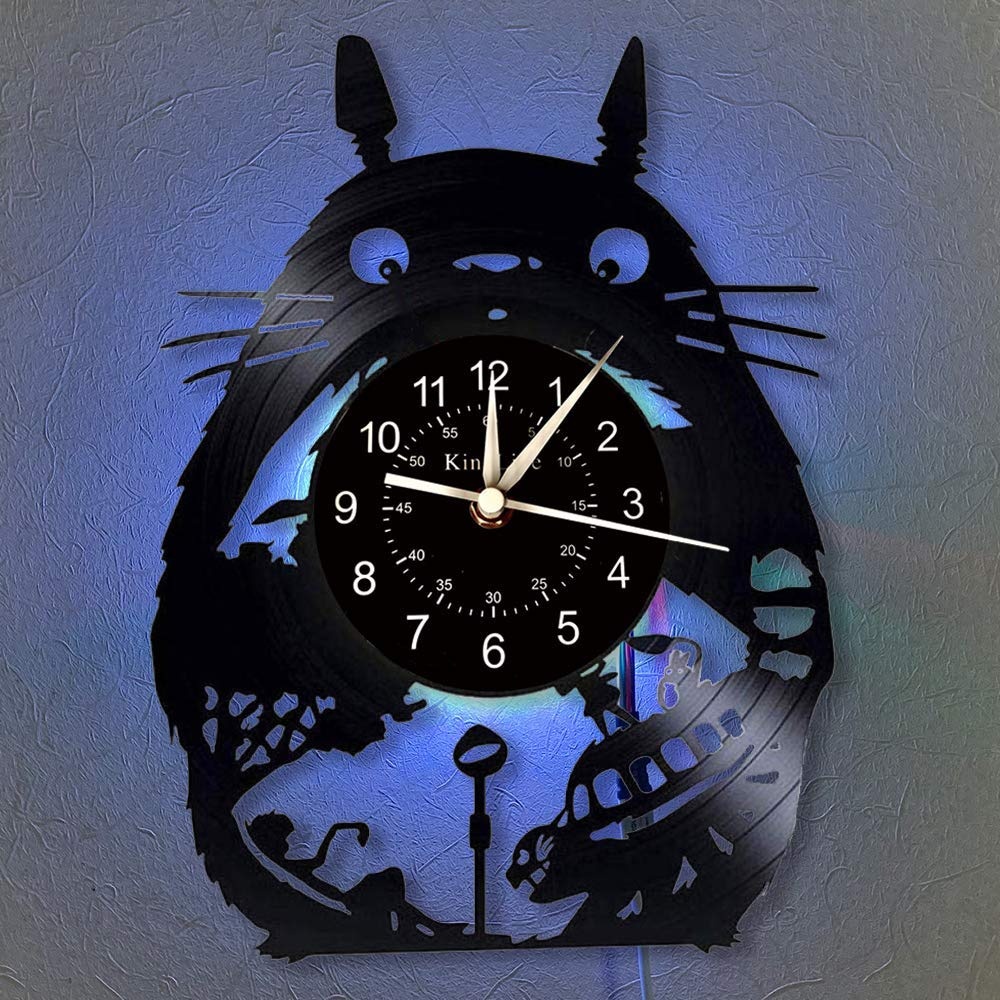 Creative My Neighbor Totoro Vinyl Record Wall Clock Ghibli 7 Color LED ...