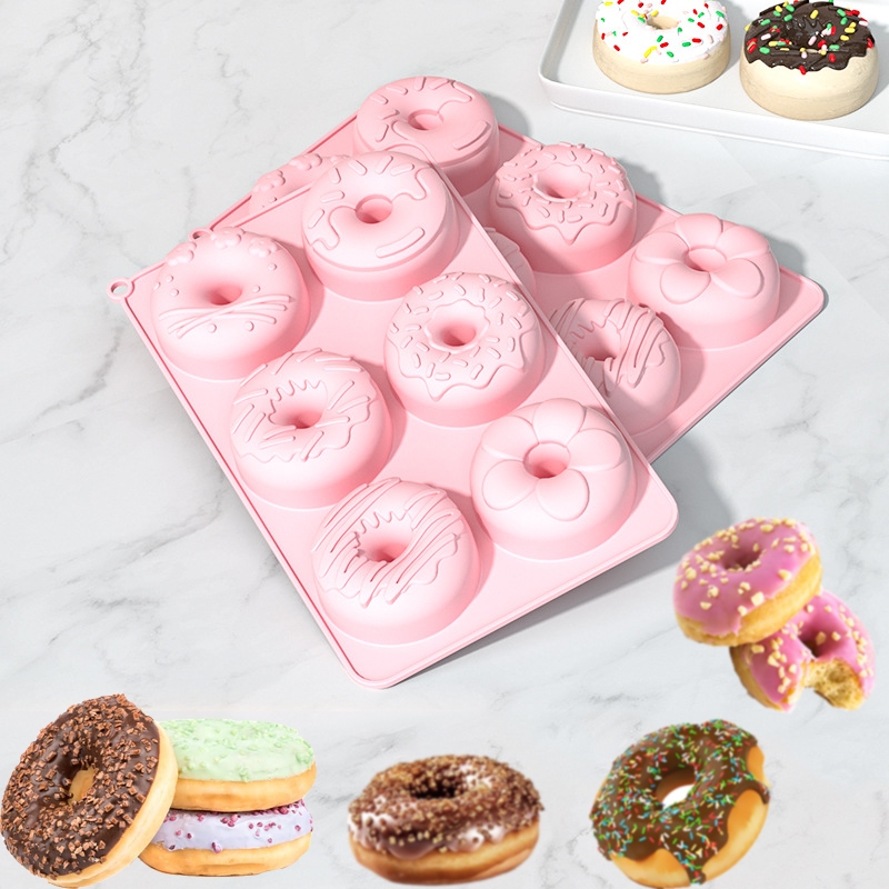 Silicone Mini Donut Cake Pan 6-Cavity Silicone Fluted Tube Cake Pans ...