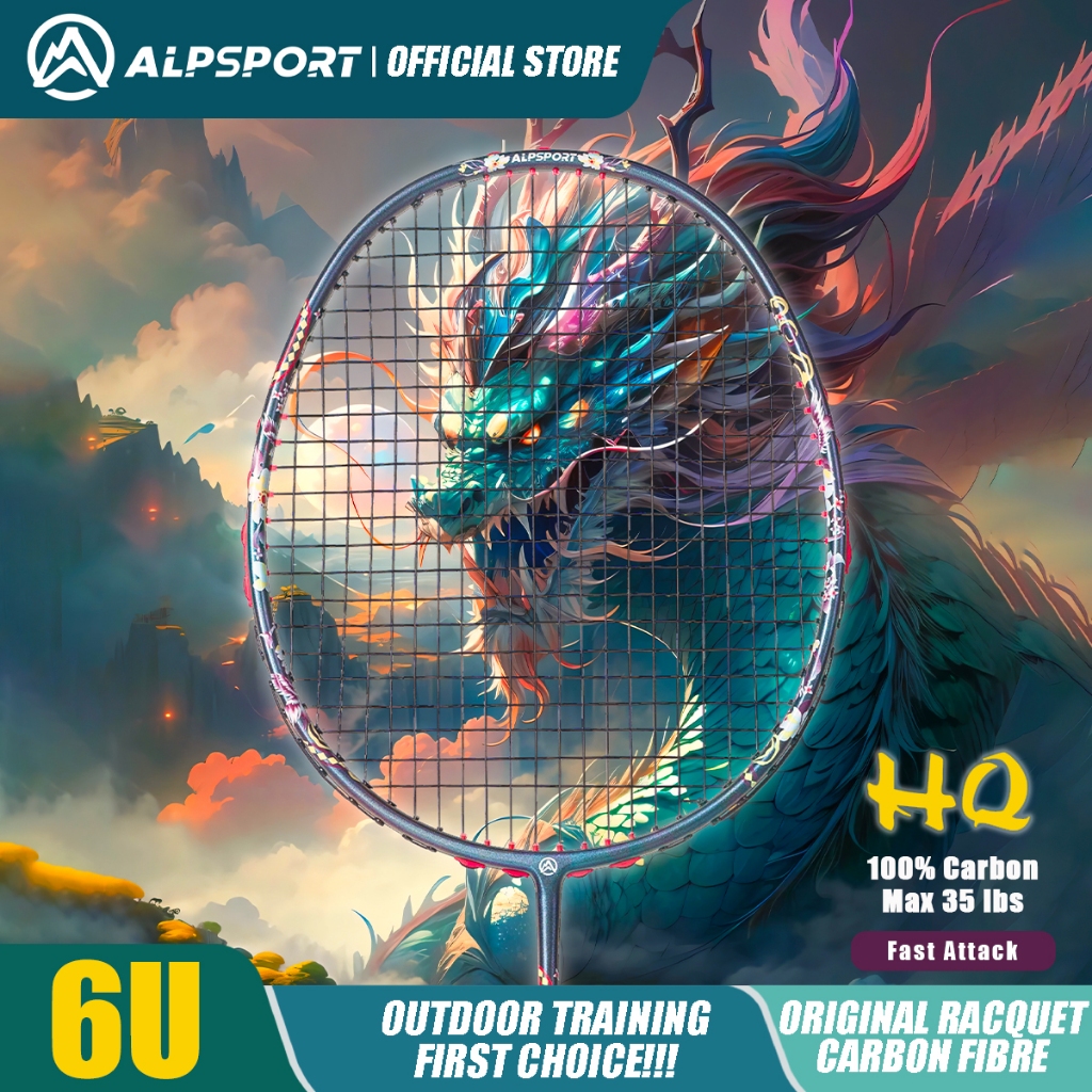 ALPSPORT HQ 6U Max 35LBS Balanced Badminton Racket Single With Bag ...