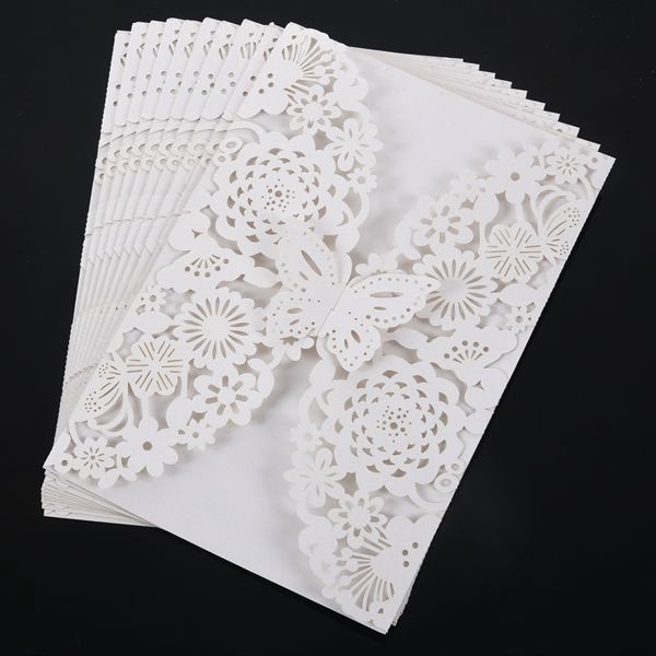 10pcs/pack 3D Butterfly Wedding Invitation Card Romantic Flower Pattern ...