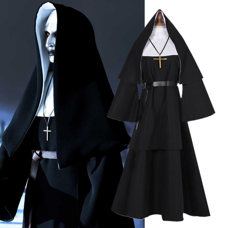Halloween Valak cosplay Costume: Nun Priest Robe with hooded shawl Gift ...