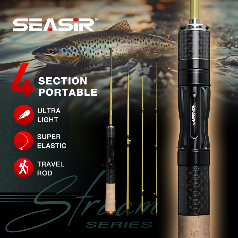 SEASIR Silent Stream Ejection BFS 4 Sections Fihsing Rods Carbon Fiber ...