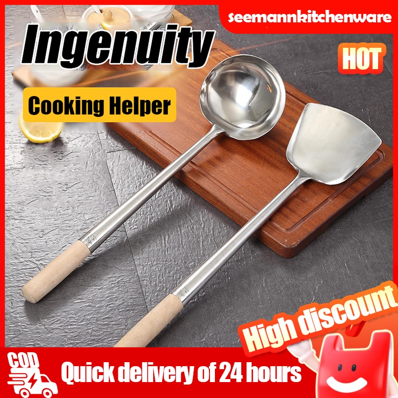 Chef Untensils Chef Big Soup Laddle and Spatula Stir Spoon Turner ...