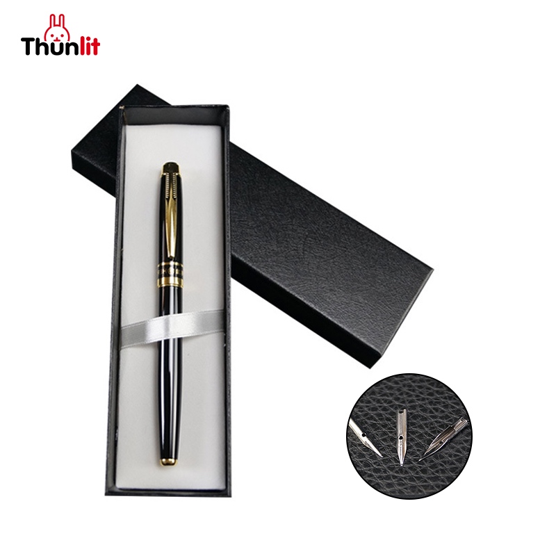 Thunlit Classic Fountain Pen Set with Gift Box Black 0.5mm Business ...